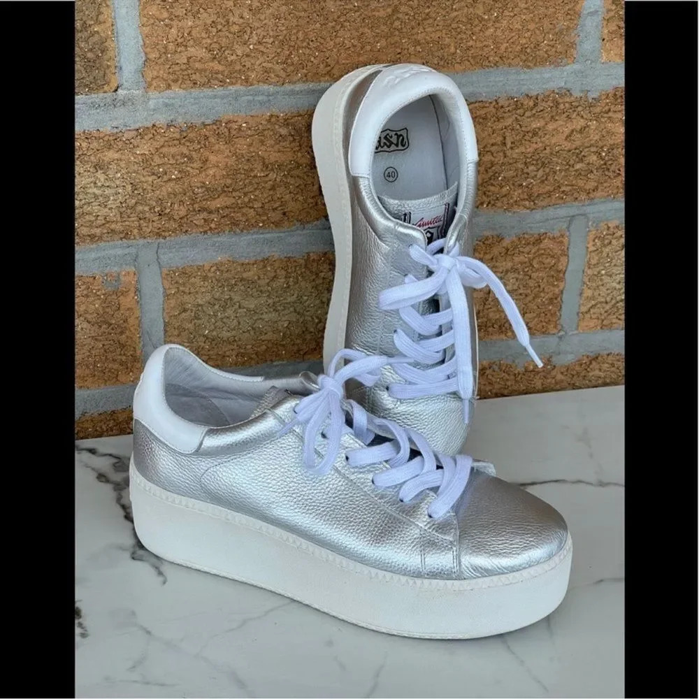 Ash Metallic Cult Silver Leather Platform Sneaker 9.5 - Gem